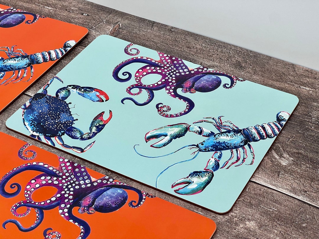 Rectangular Blue Sea Creature Placemat sold Individually - Etsy UK