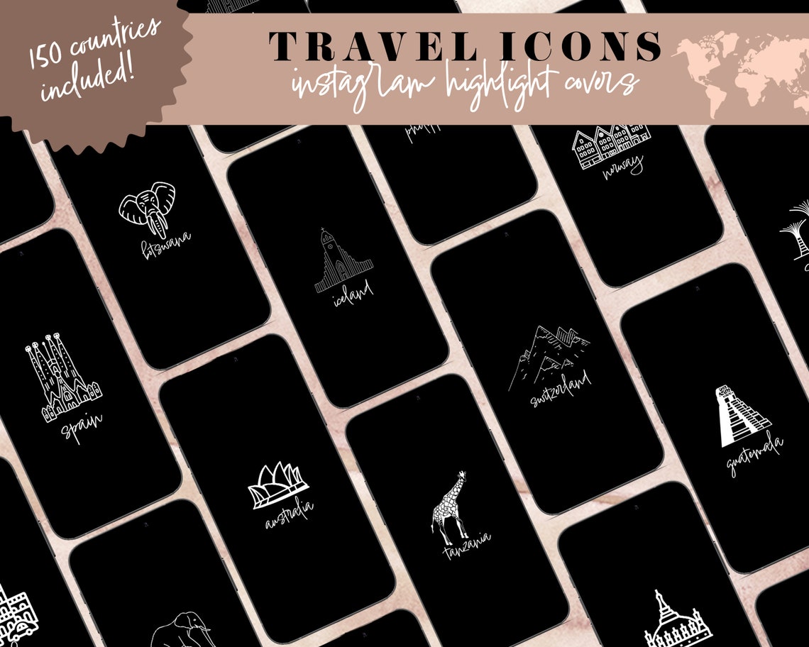 Travel Instagram Highlight Covers Countries Instagram Story - Etsy