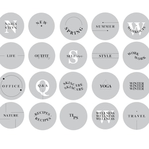 Grey Instagram Highlight Covers With Letters, Modern Story Icons Words ...