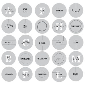 Grey Instagram Highlight Covers With Letters, Modern Story Icons Words ...