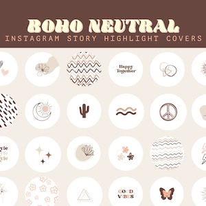 Boho Neutral Instagram Highlight Covers 80s Natural Groovy - Etsy
