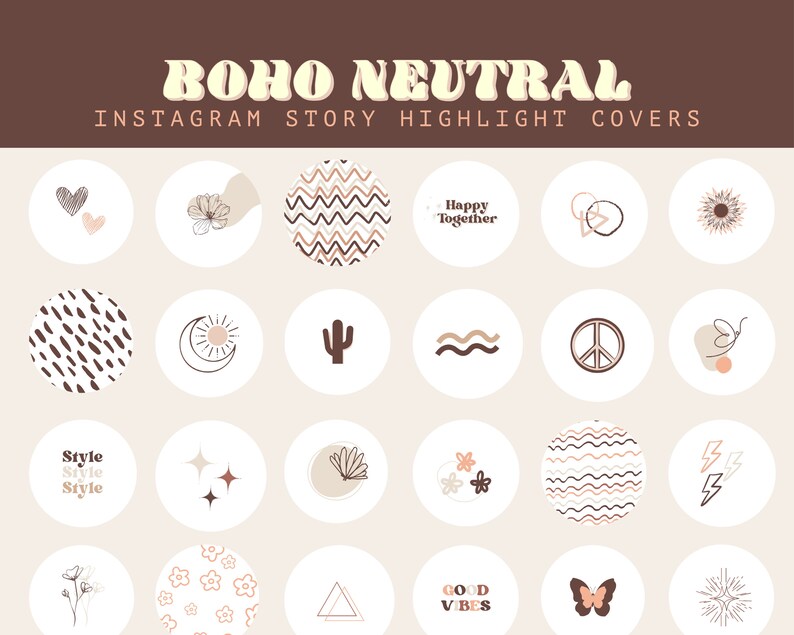 Boho Neutral Instagram Highlight Covers 80s Natural Groovy - Etsy