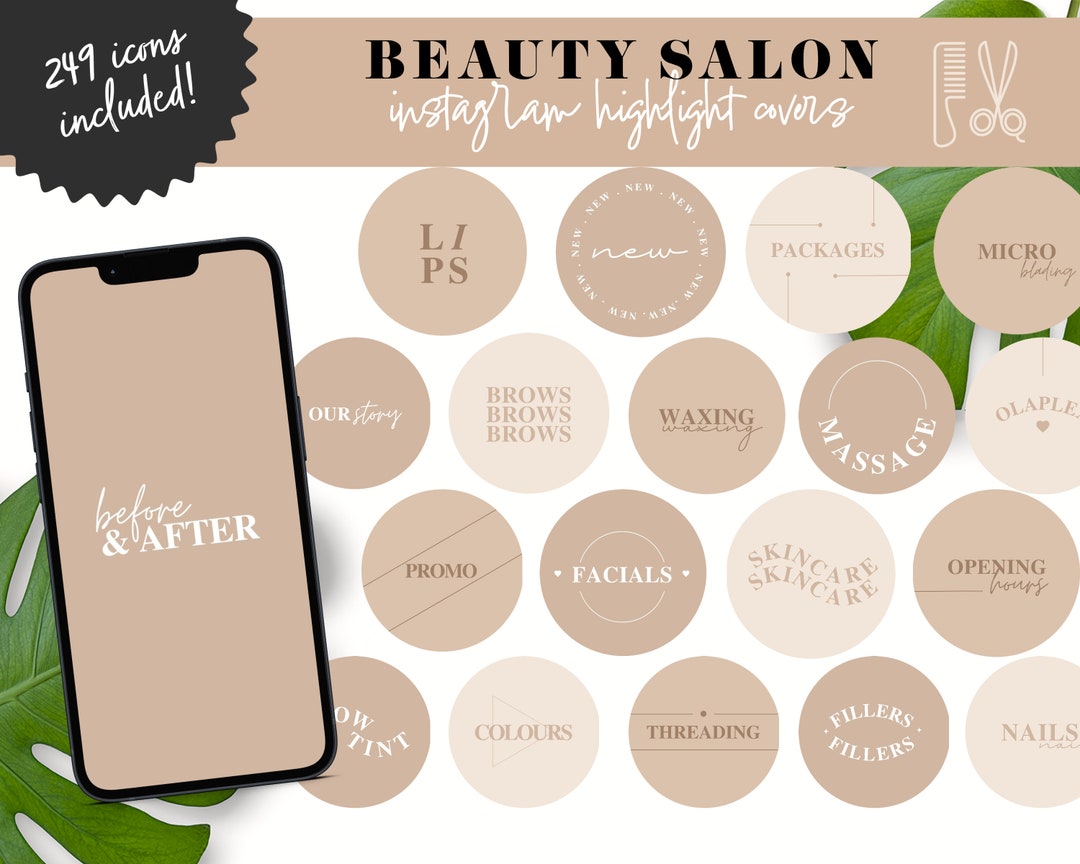 Beauty Salon Instagram Highlight Covers, Beige Esthetician Business ...