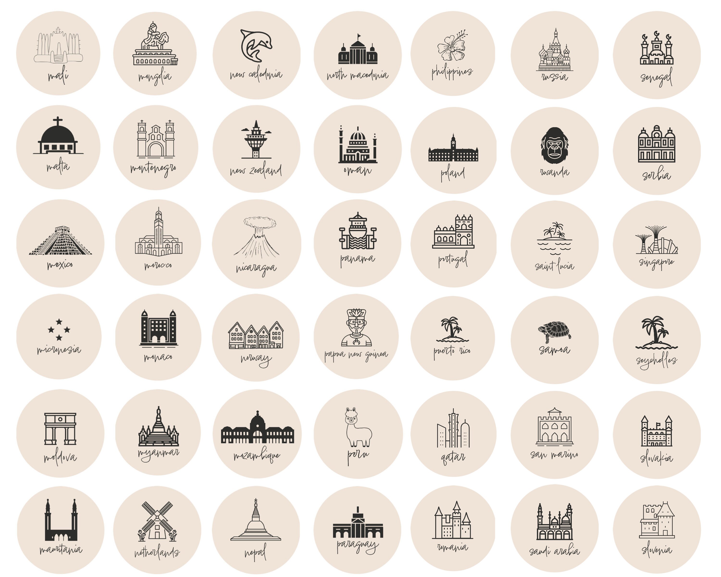 Travel Instagram Highlight Covers, Country Instagram Story Icons ...