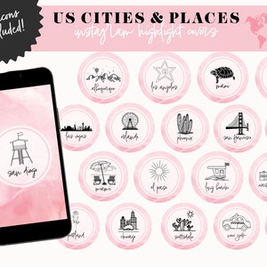 Travel Instagram Highlight Covers Popular US Cities & - Etsy