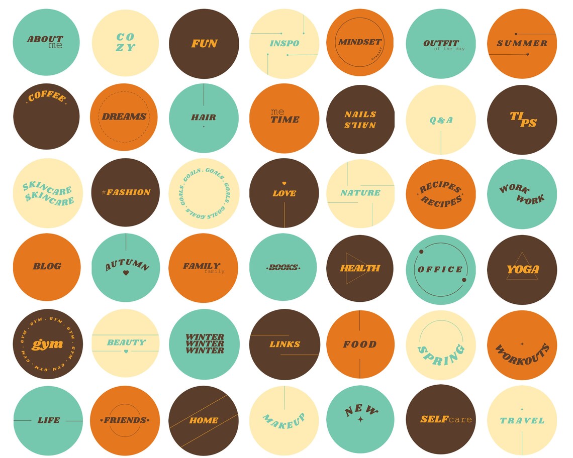 Retro Brown Instagram Highlight Covers, 80s Blue Groovy Story Highlight ...