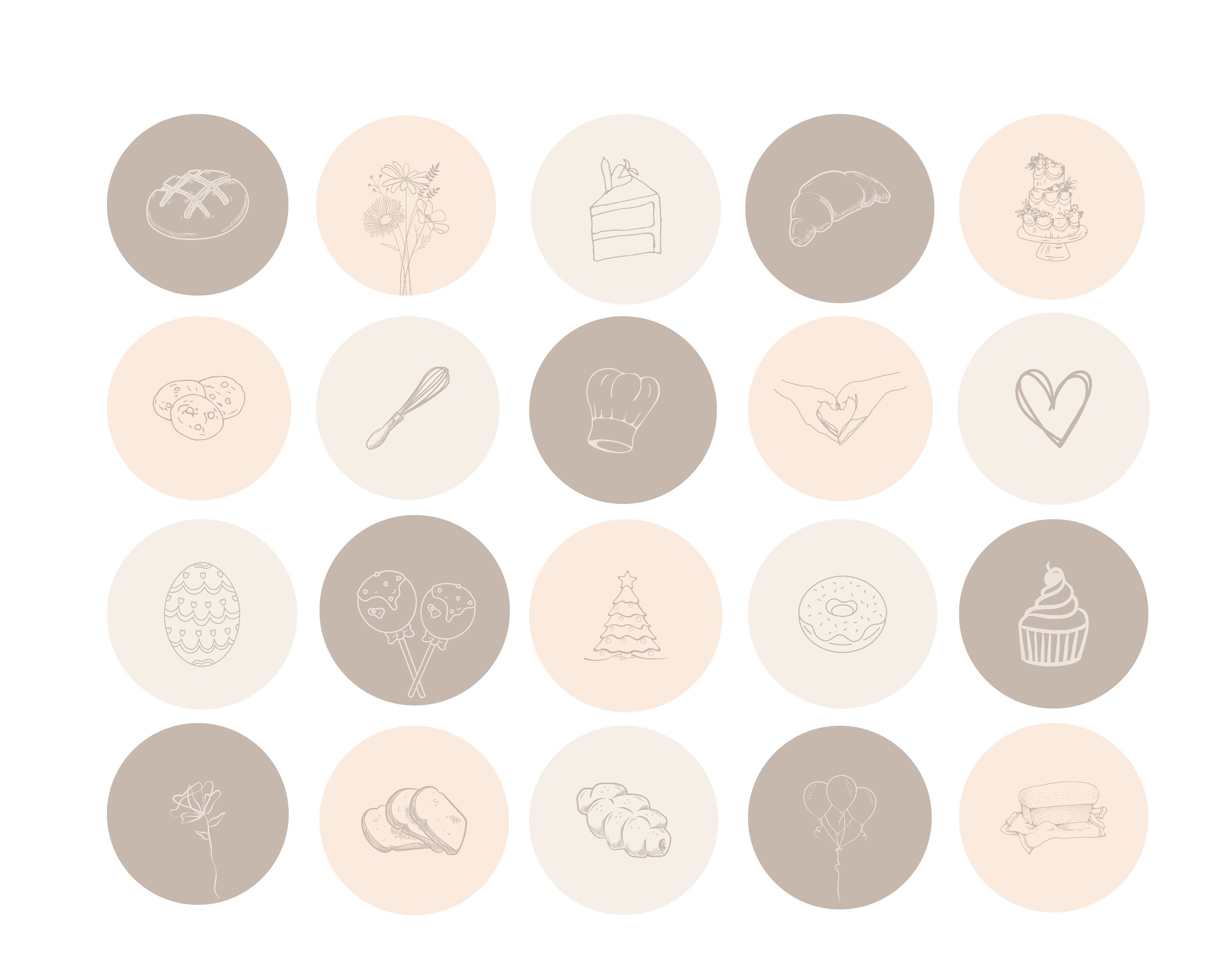 Bakery Instagram Highlight Covers With Letters, Peach Baking Templates ...