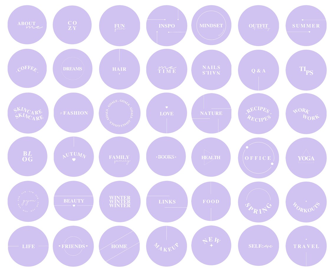 Purple Instagram Highlight Covers With Letters, Violet Modern Story ...