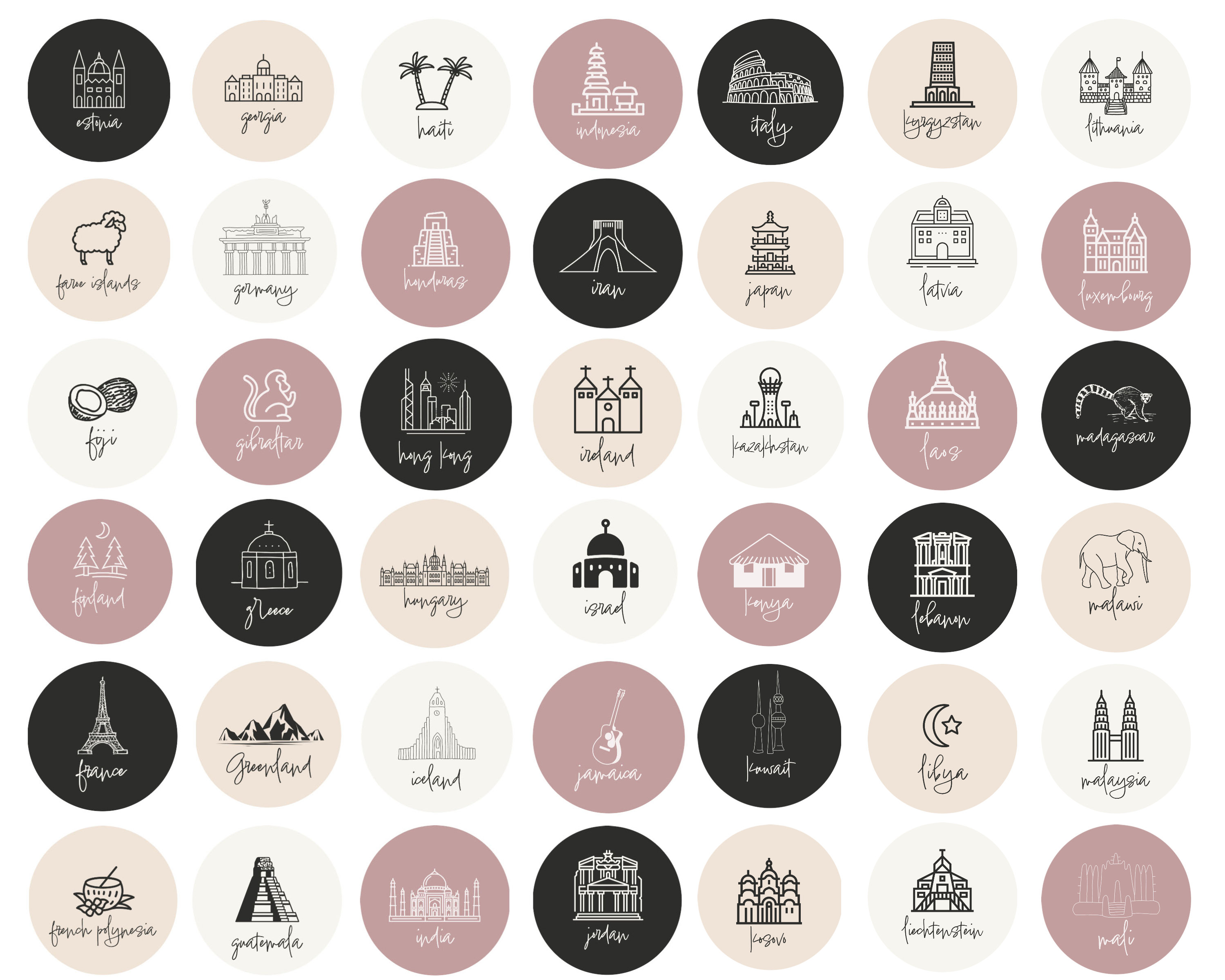 Travel Instagram Highlight Covers Countries Instagram Story - Etsy