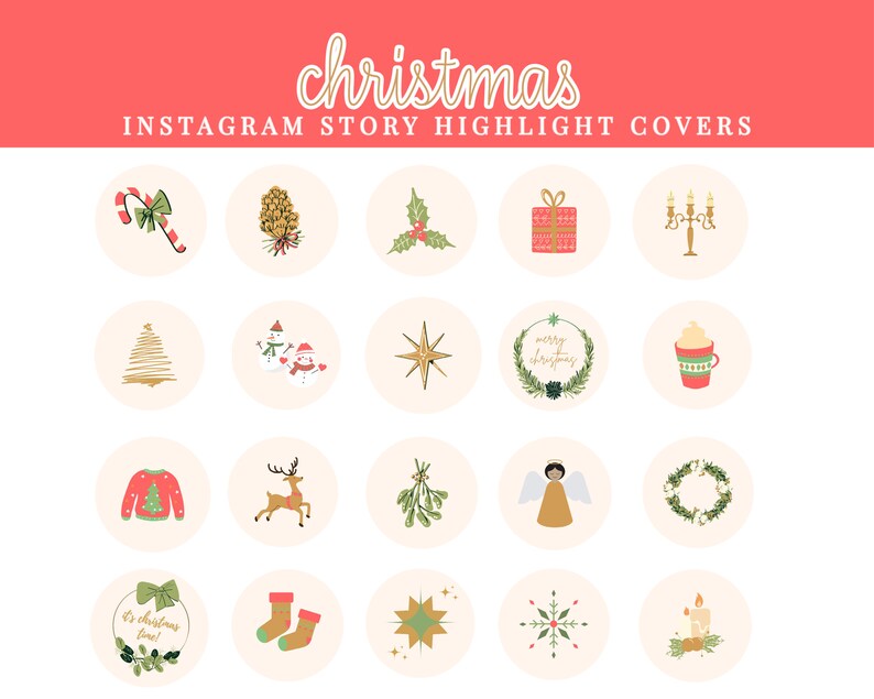 Christmas Instagram Story Highlight Covers, Boho Holiday Icons, Winter ...
