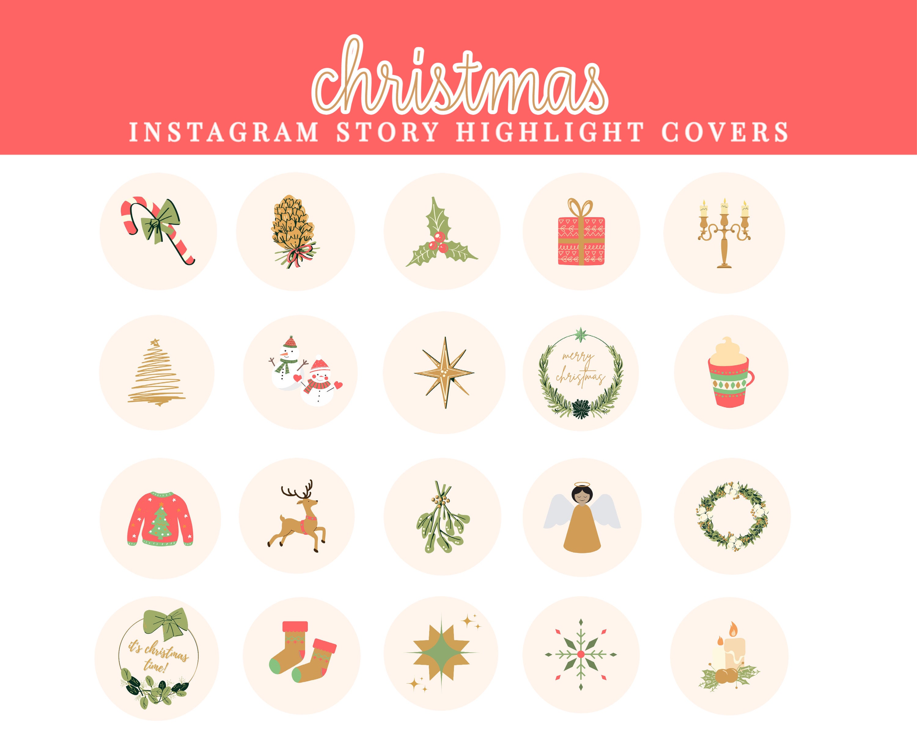 Christmas Instagram Story Highlight Covers, Boho Holiday Icons, Winter ...