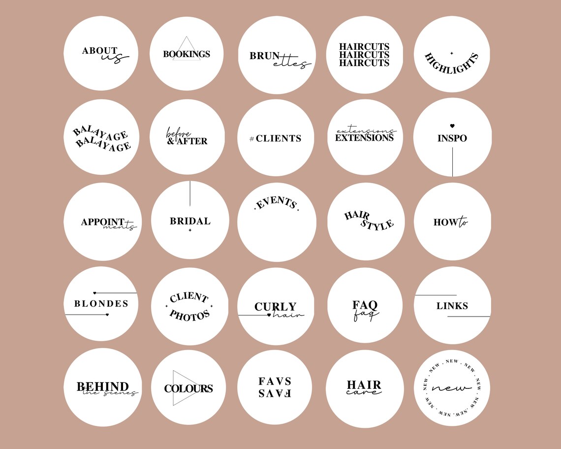 Hairstylist Instagram Highlight Covers With Letters, Hair Salon ...