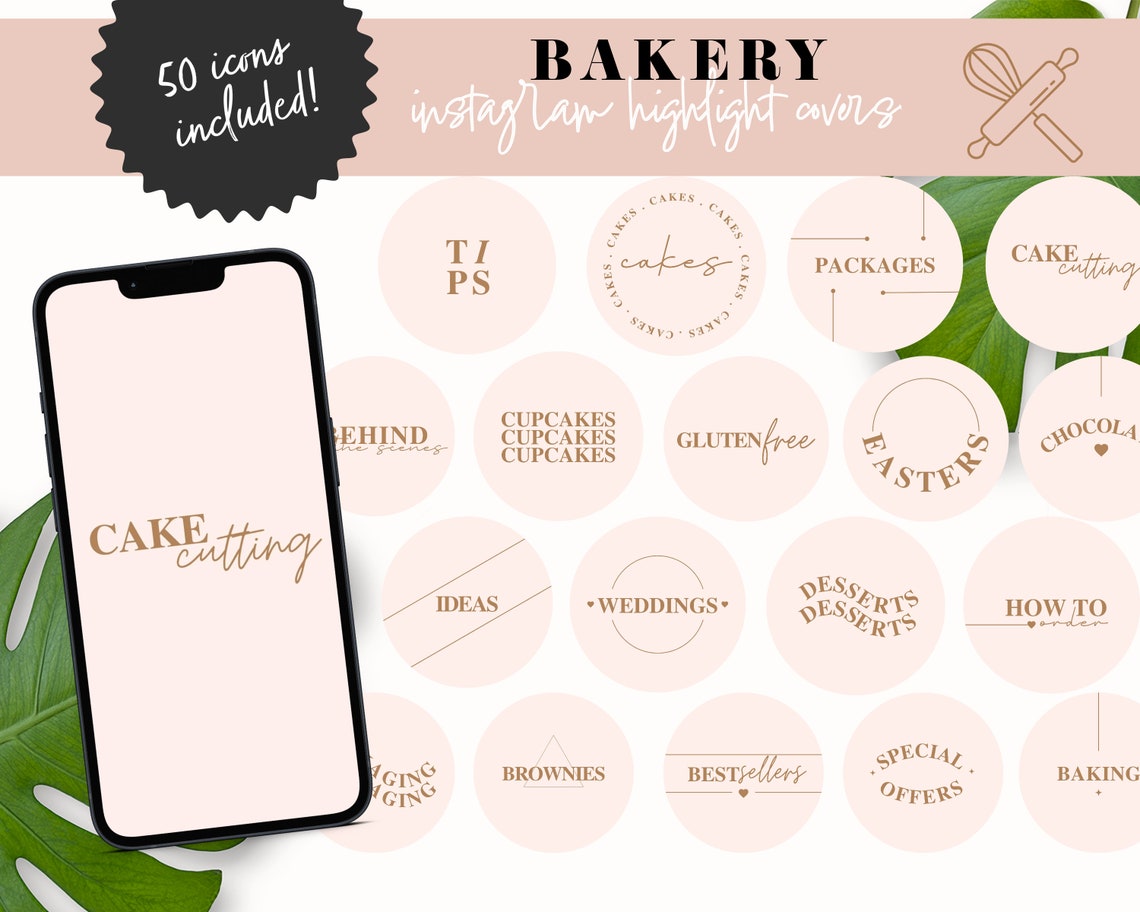 Bakery Instagram Highlight Covers With Letters, Baking Templates ...