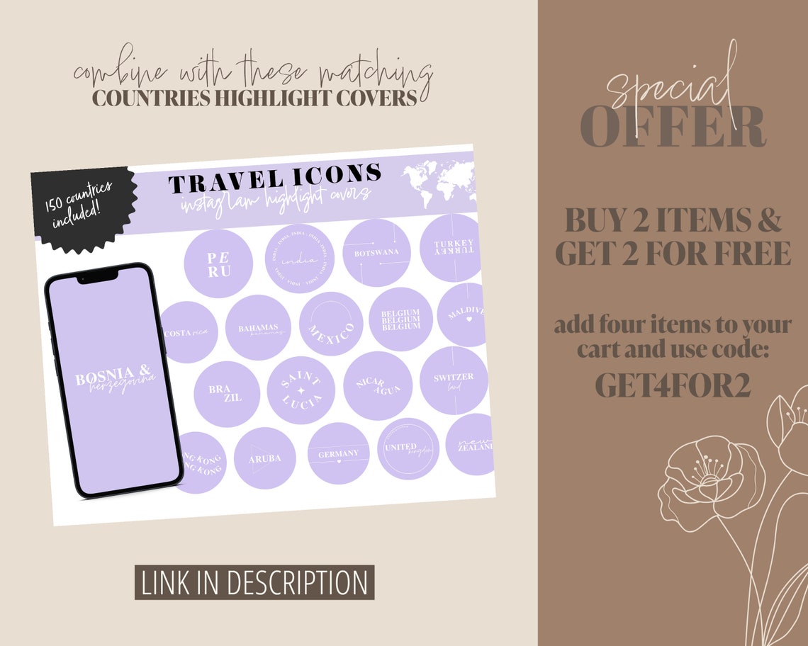 Purple Instagram Highlight Covers With Letters, Violet Modern Story ...