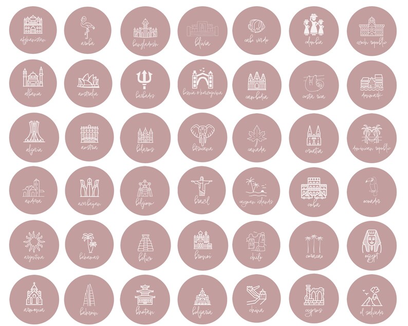 Travel Instagram Highlight Covers, Destinations Instagram Story Icons, Travel Agent Logo, Voyage ...