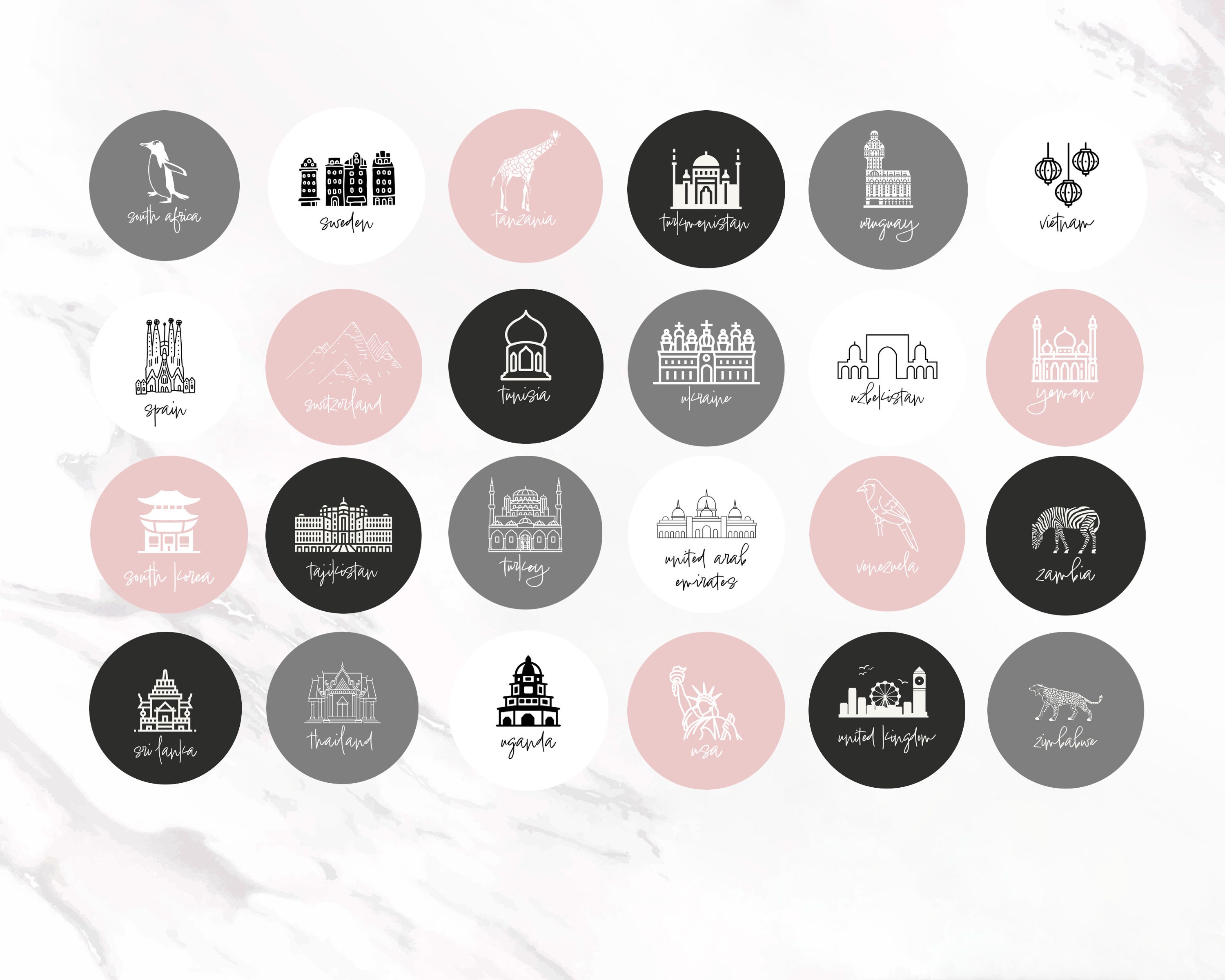 Travel Instagram Highlight Covers, Countries IG Story Icons, Travel ...