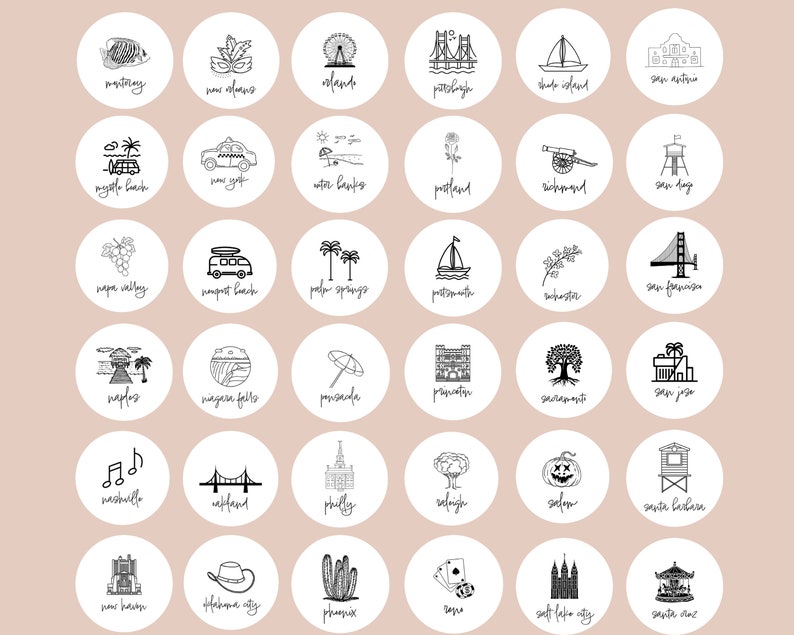 Travel Instagram Highlight Covers, Popular US Cities & Destinations ...