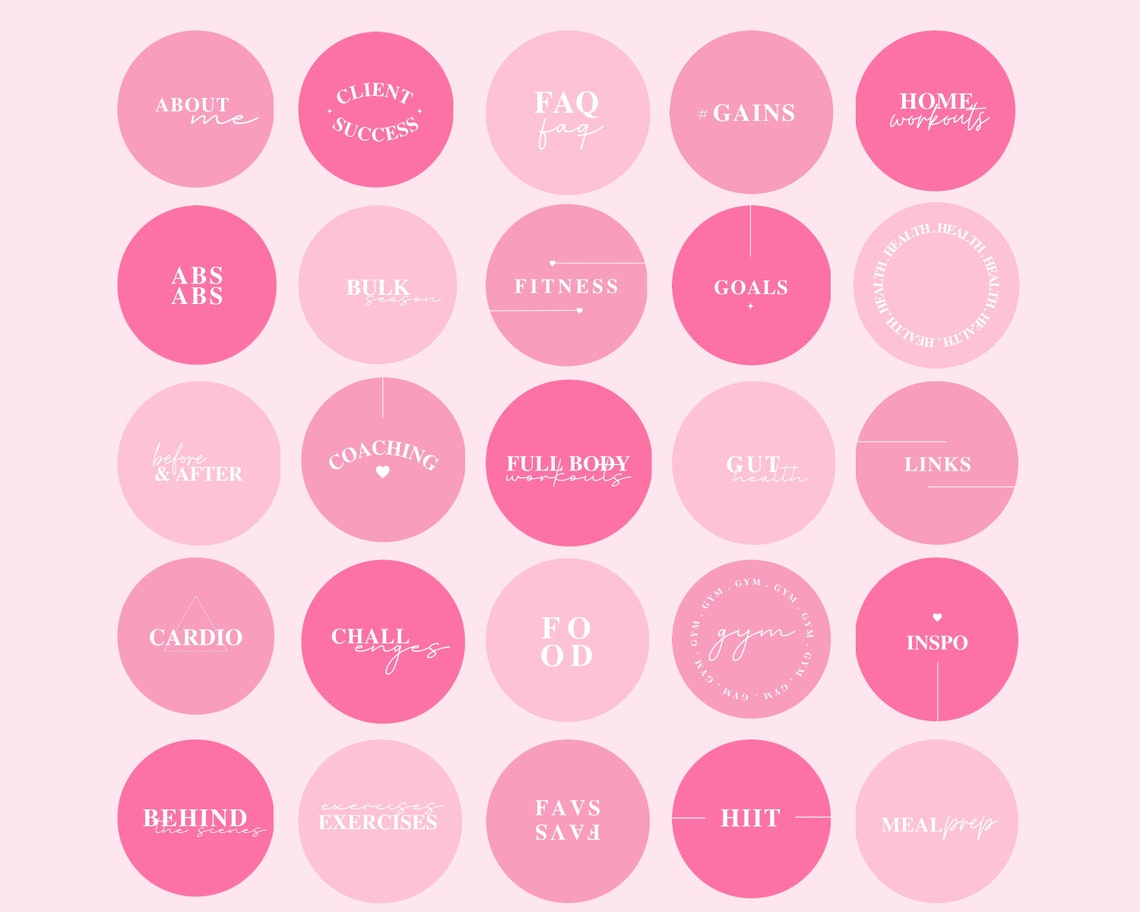 Fitness Instagram Highlight Covers With Letters, Pink Personal Trainer ...
