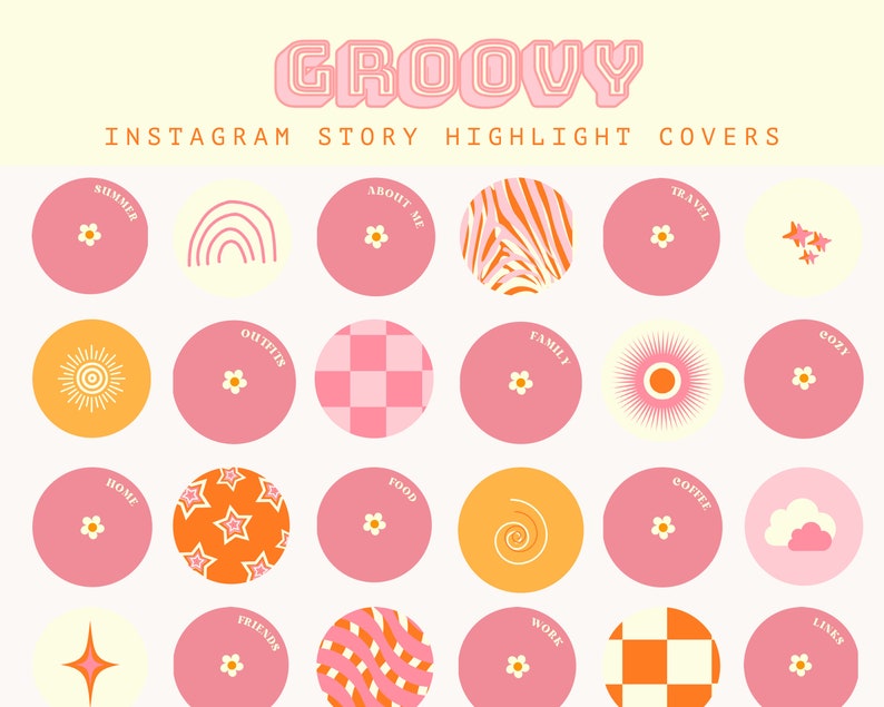 Groovy Instagram Highlight Covers, 80s Retro Instagram Highlight Covers ...