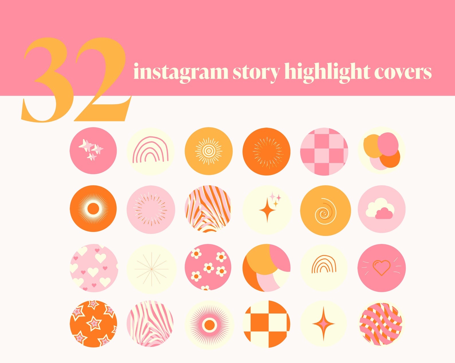 32 Pink Boho Instagram Highlight Covers Groovy Instagram - Etsy