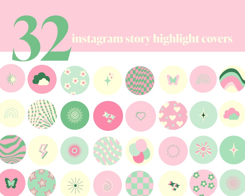 32 Groovy Instagram Highlight Covers, 80s Pink Retro Instagram Story ...