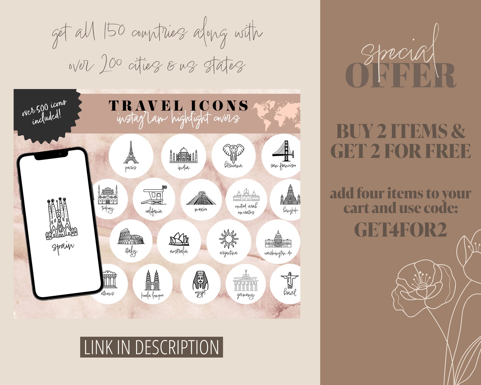 Travel Instagram Highlight Covers Countries Instagram Story - Etsy