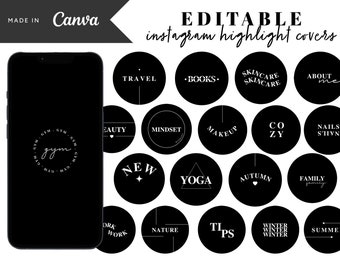 Editable Minimalist Instagram Story Covers. Black and White - Etsy