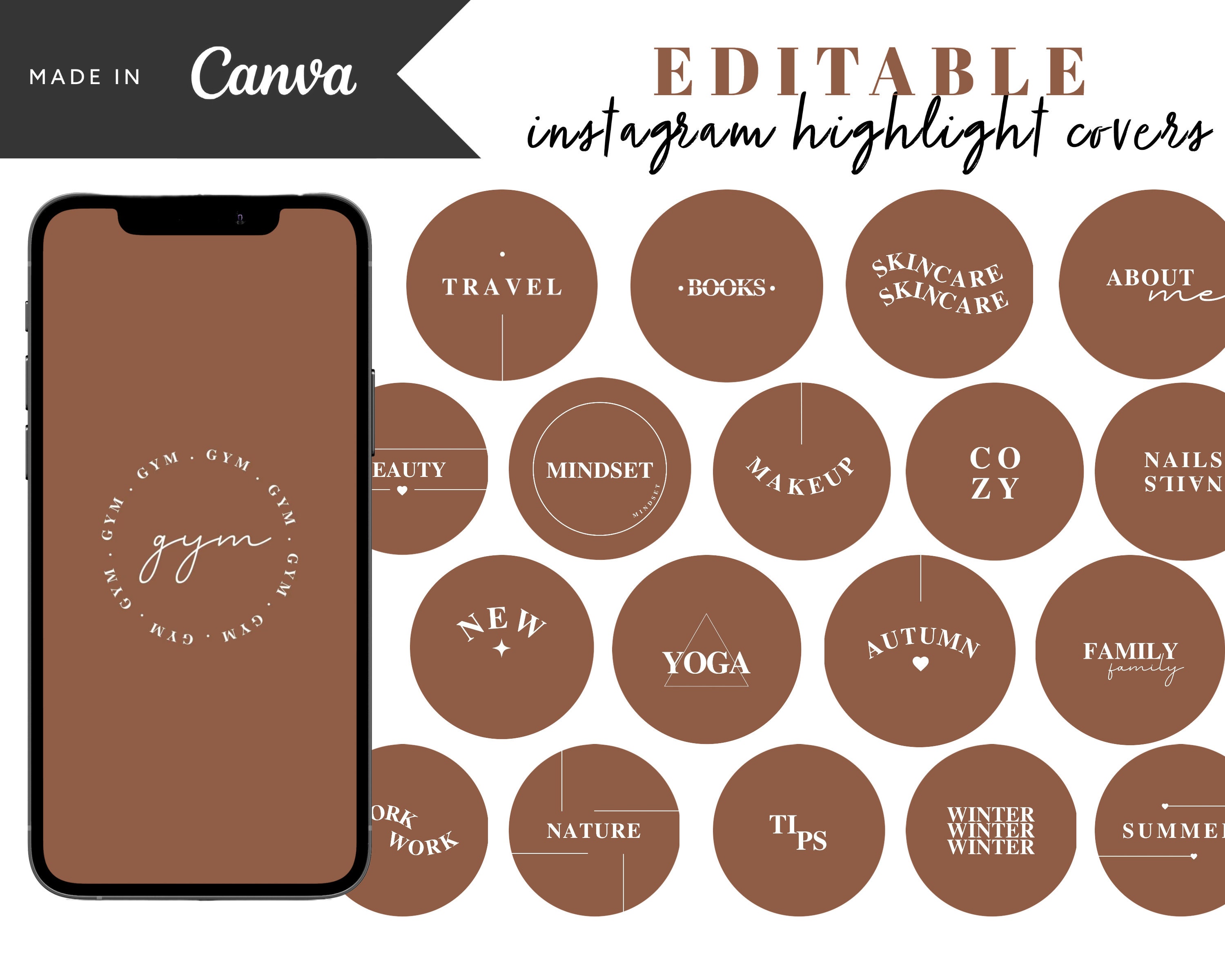 Brown Instagram Highlight Covers With Letters Modern Story - Etsy