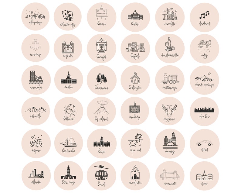 Travel Instagram Highlight Covers, Popular US Cities & Destinations ...