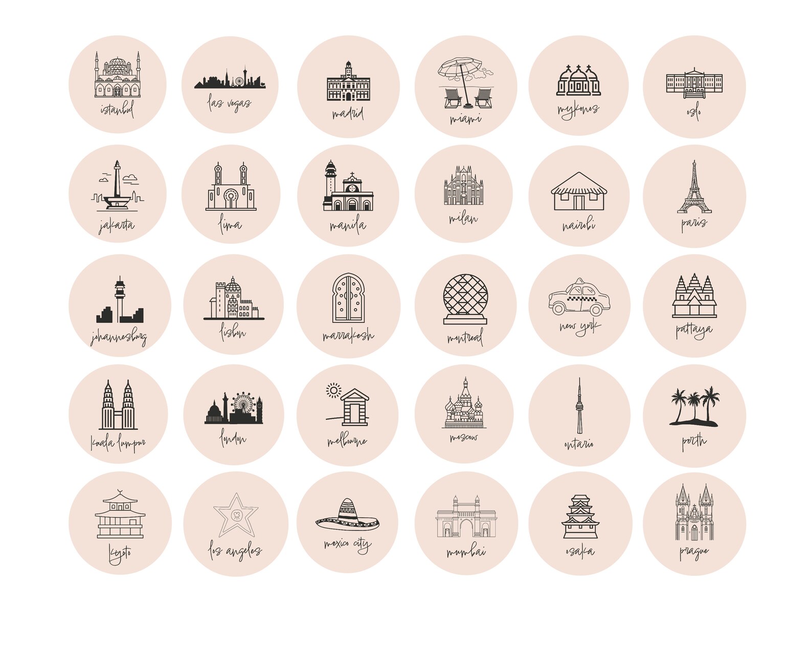 Travel Instagram Highlight Covers, Cities Instagram Story Icons, Travel ...
