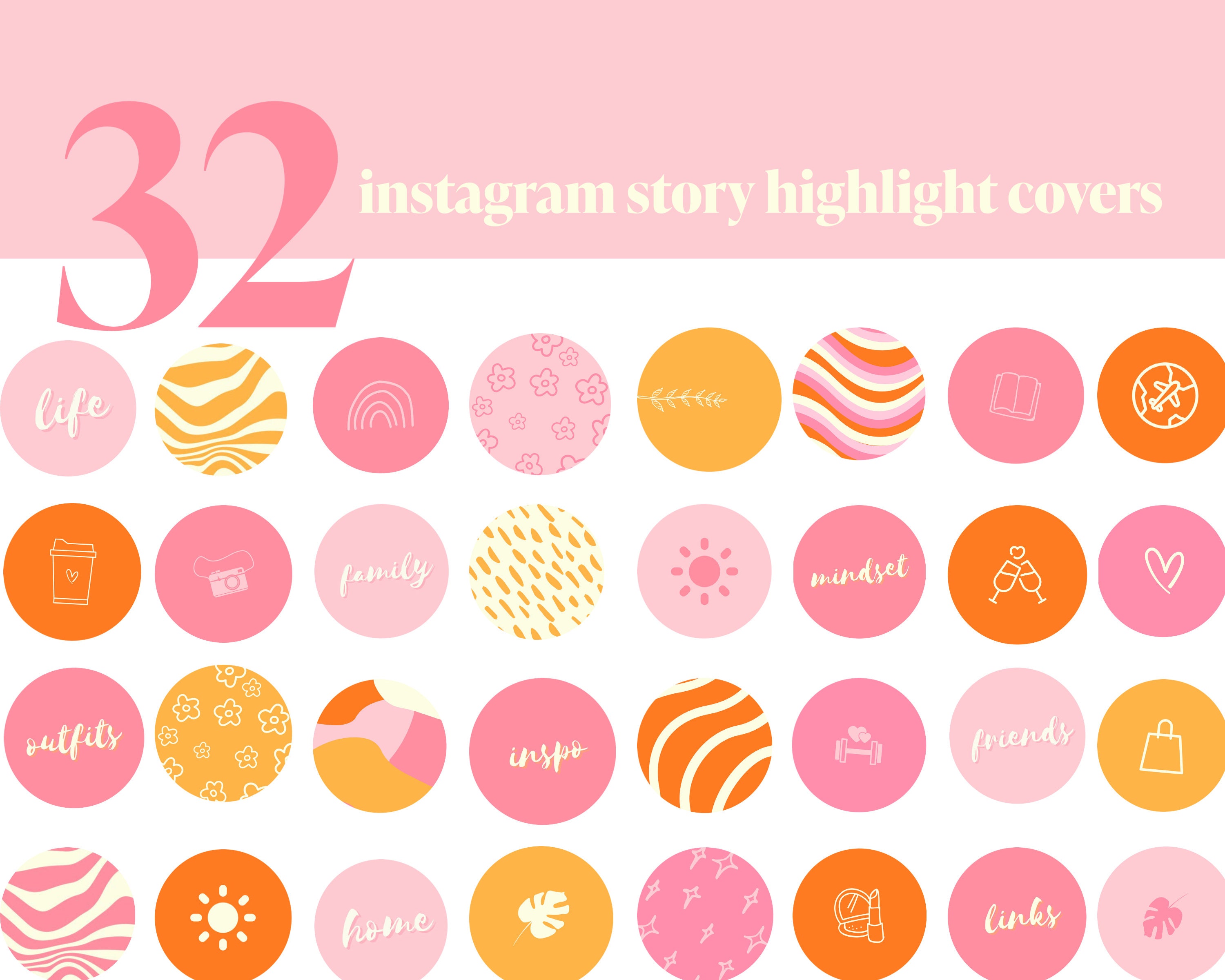 32 Groovy Instagram Highlight Covers 80s Retro Instagram - Etsy