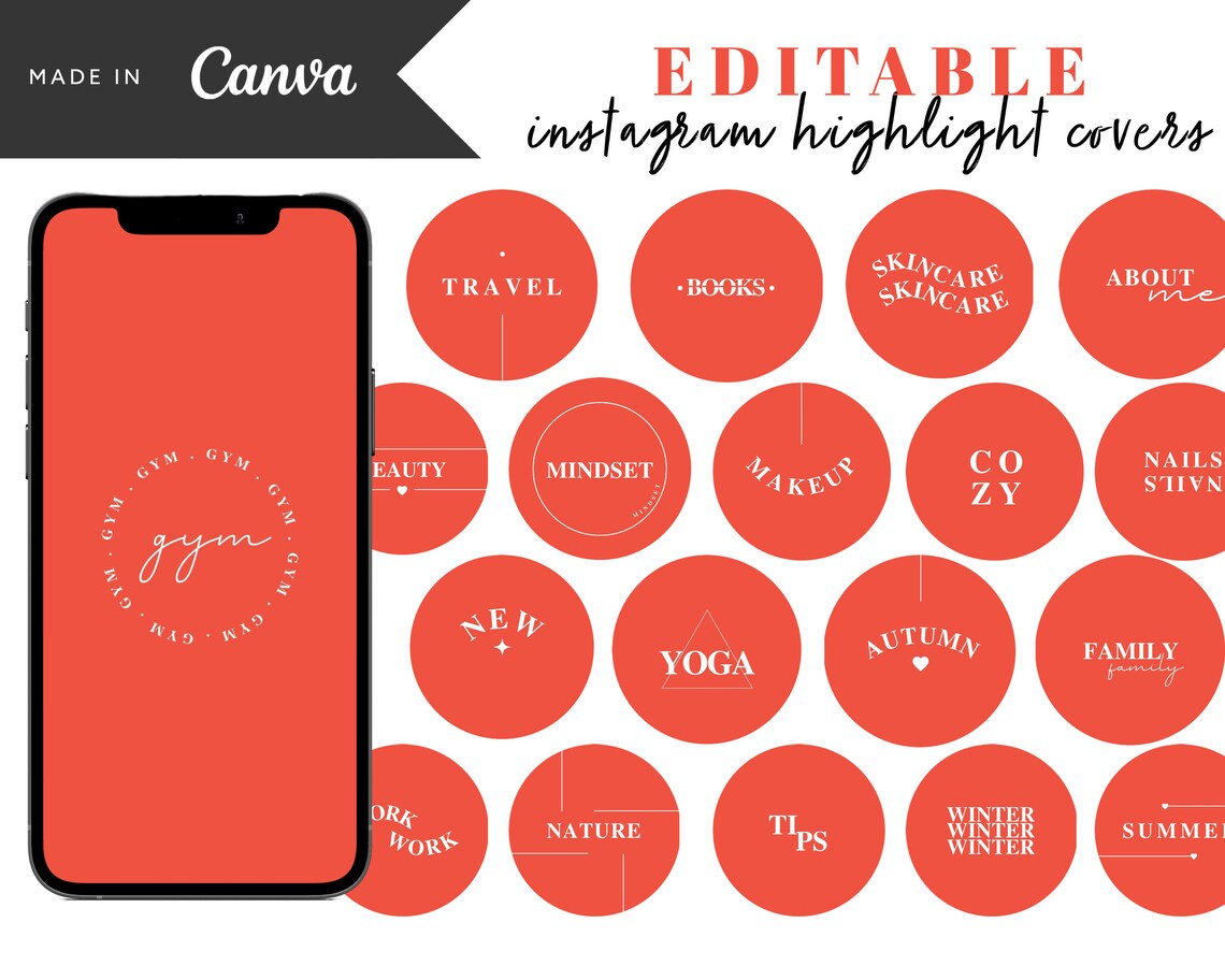 Red Instagram Highlight Covers With Letters Modern Story - Etsy
