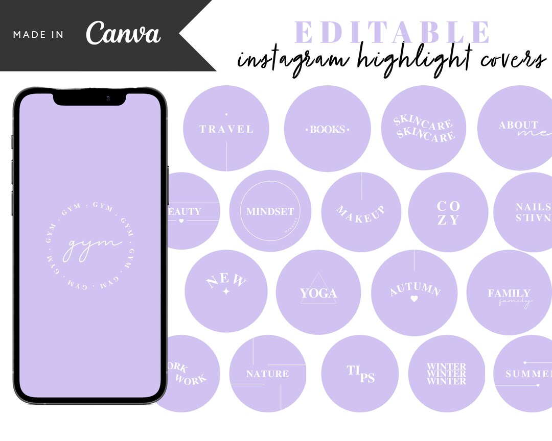 Purple Instagram Highlight Covers With Letters, Violet Modern Story ...