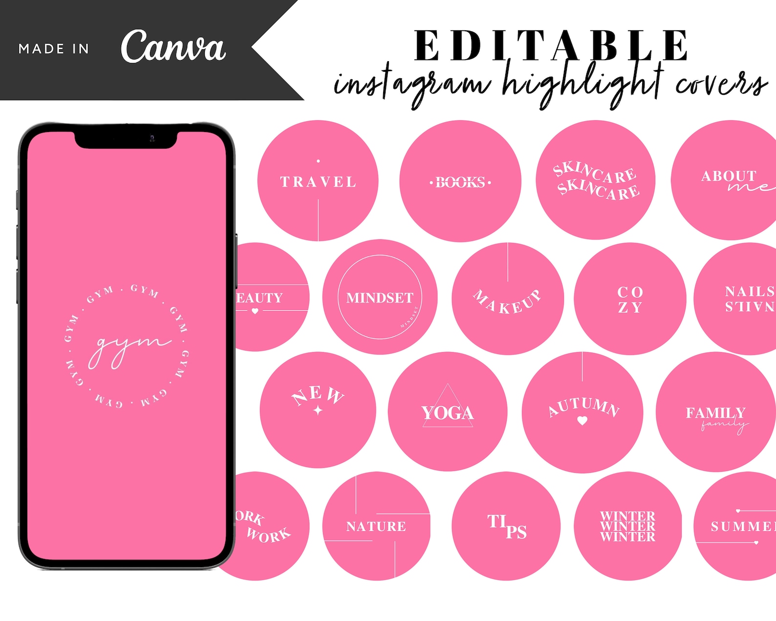 Hot Pink Instagram Highlight Covers With Letters Pink Modern - Etsy