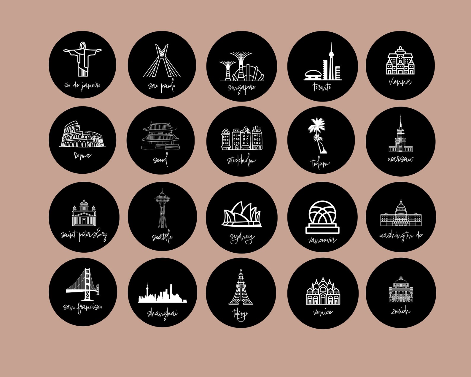 Travel Instagram Highlight Covers, Cities Instagram Story Icons, Travel ...