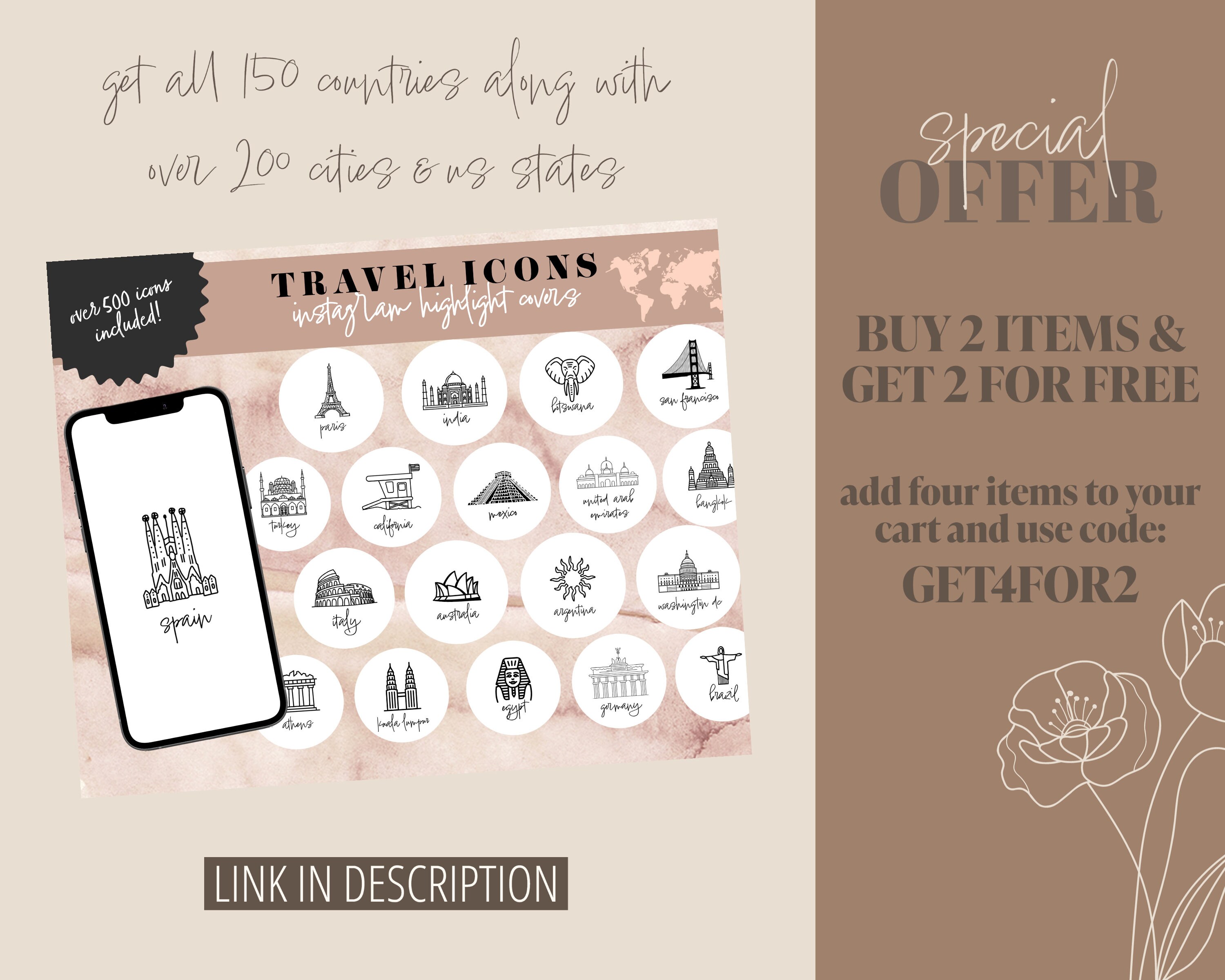 Travel Instagram Highlight Covers, Popular US Cities & Destinations ...