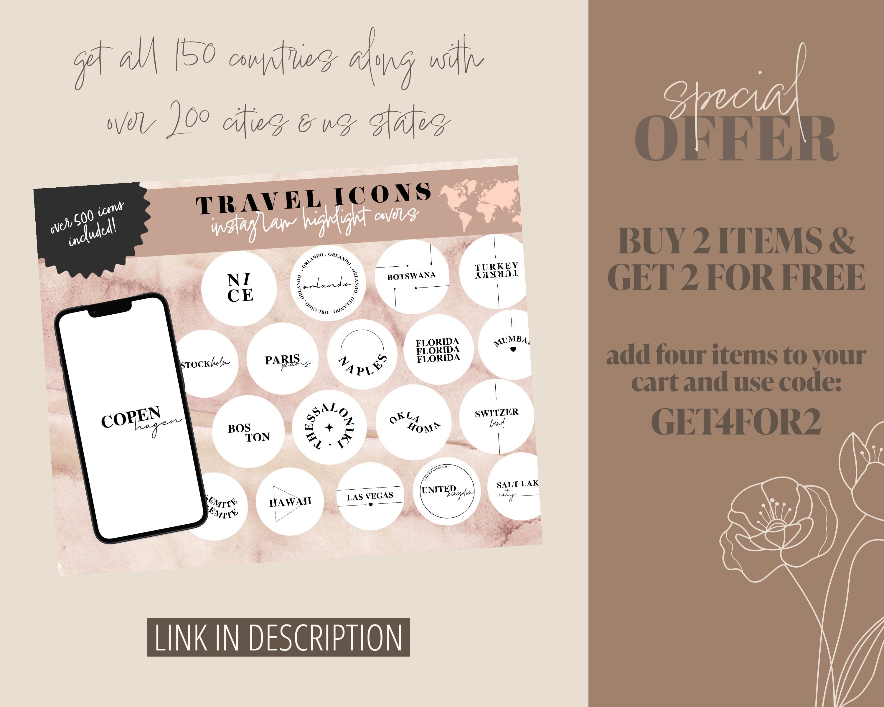 Travel Instagram Highlight Covers Travel Agent Logo Europe - Etsy