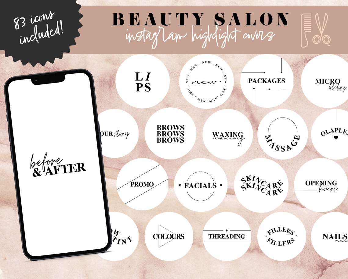 Beauty Salon Instagram Highlight Covers, Black Nail Tech Templates ...