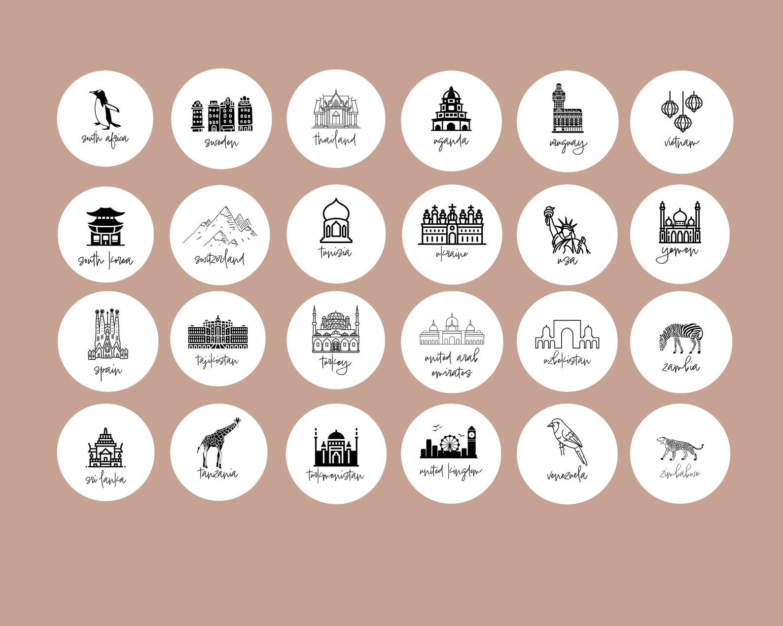 Travel Instagram Highlight Covers Countries Instagram Story - Etsy