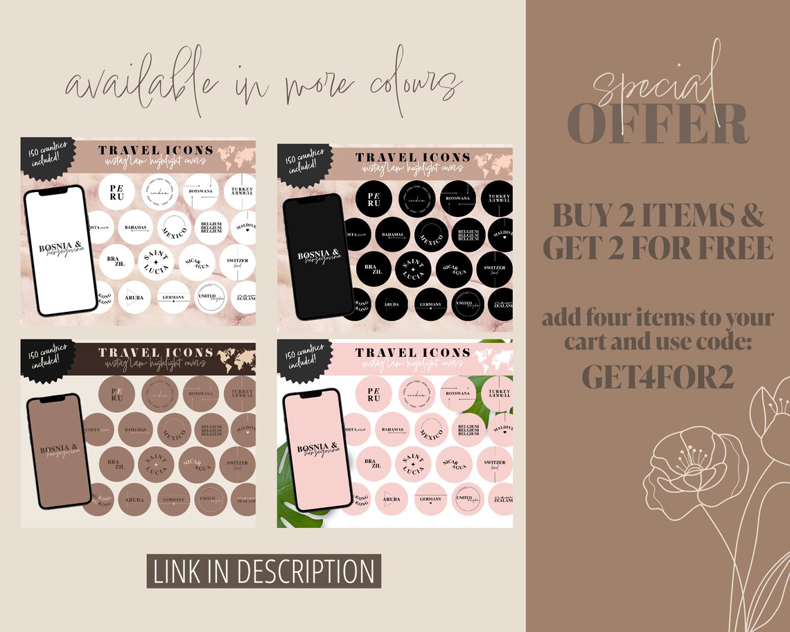 Travel Instagram Highlight Covers Travel Agent Logo Pink - Etsy