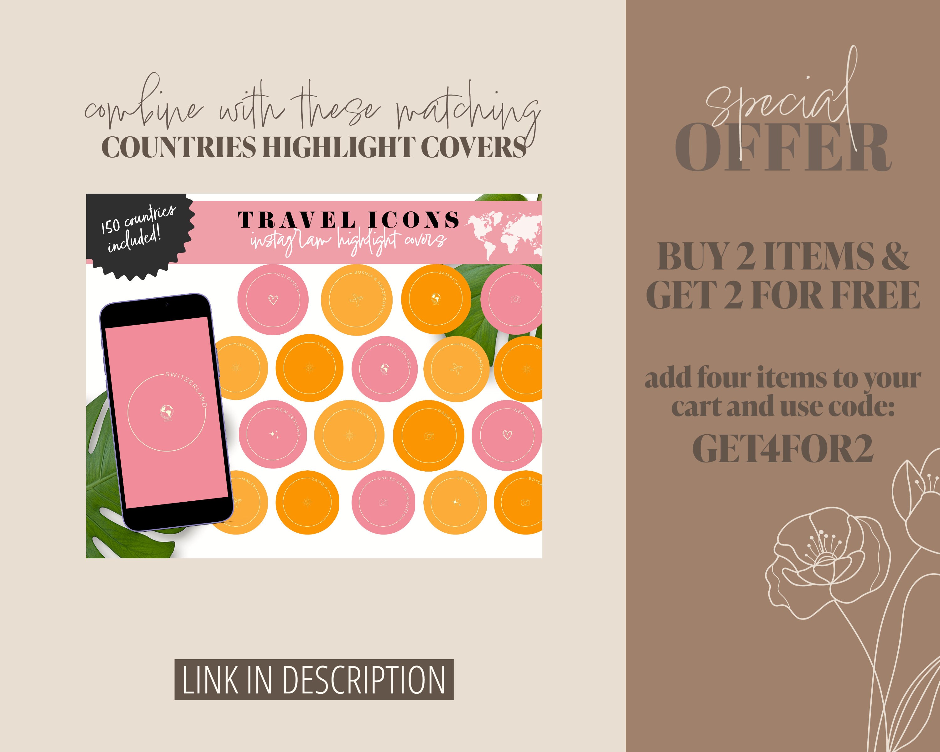 32 Pink Boho Instagram Highlight Covers, Groovy Instagram Story Icons ...