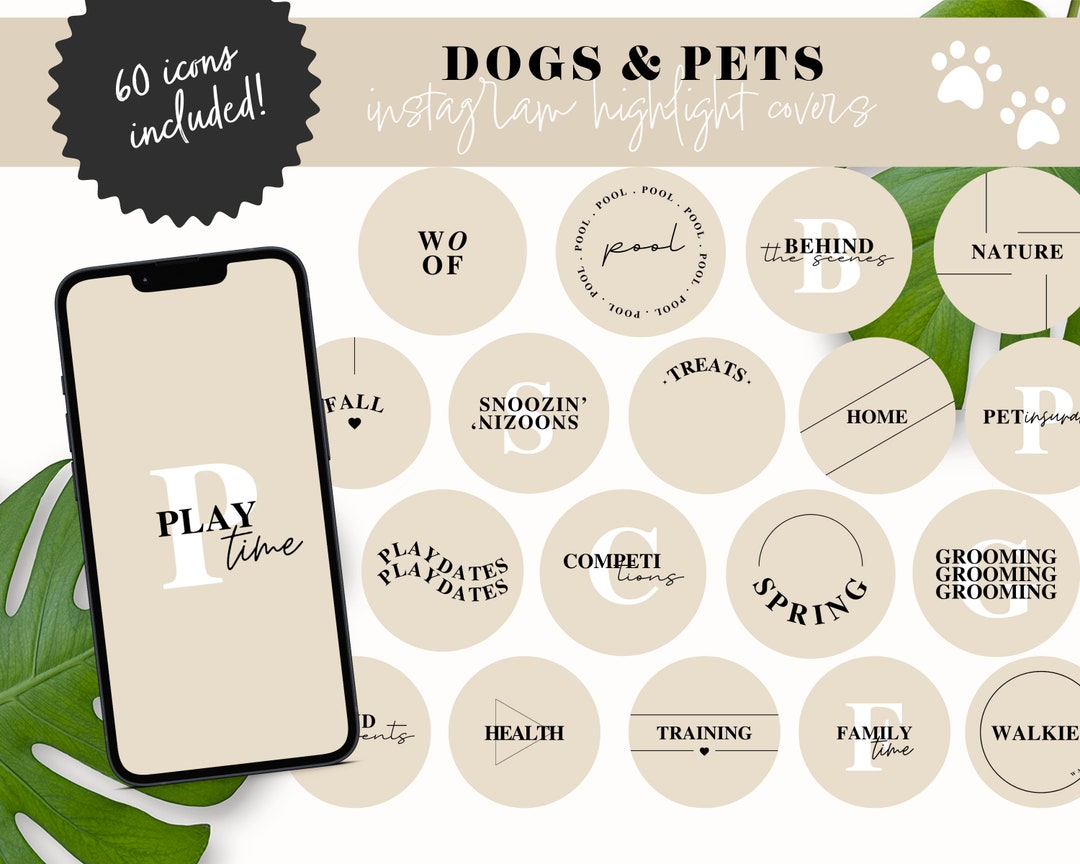Dogs Instagram Highlight Covers, Beige Instagram Templates, Pets ...