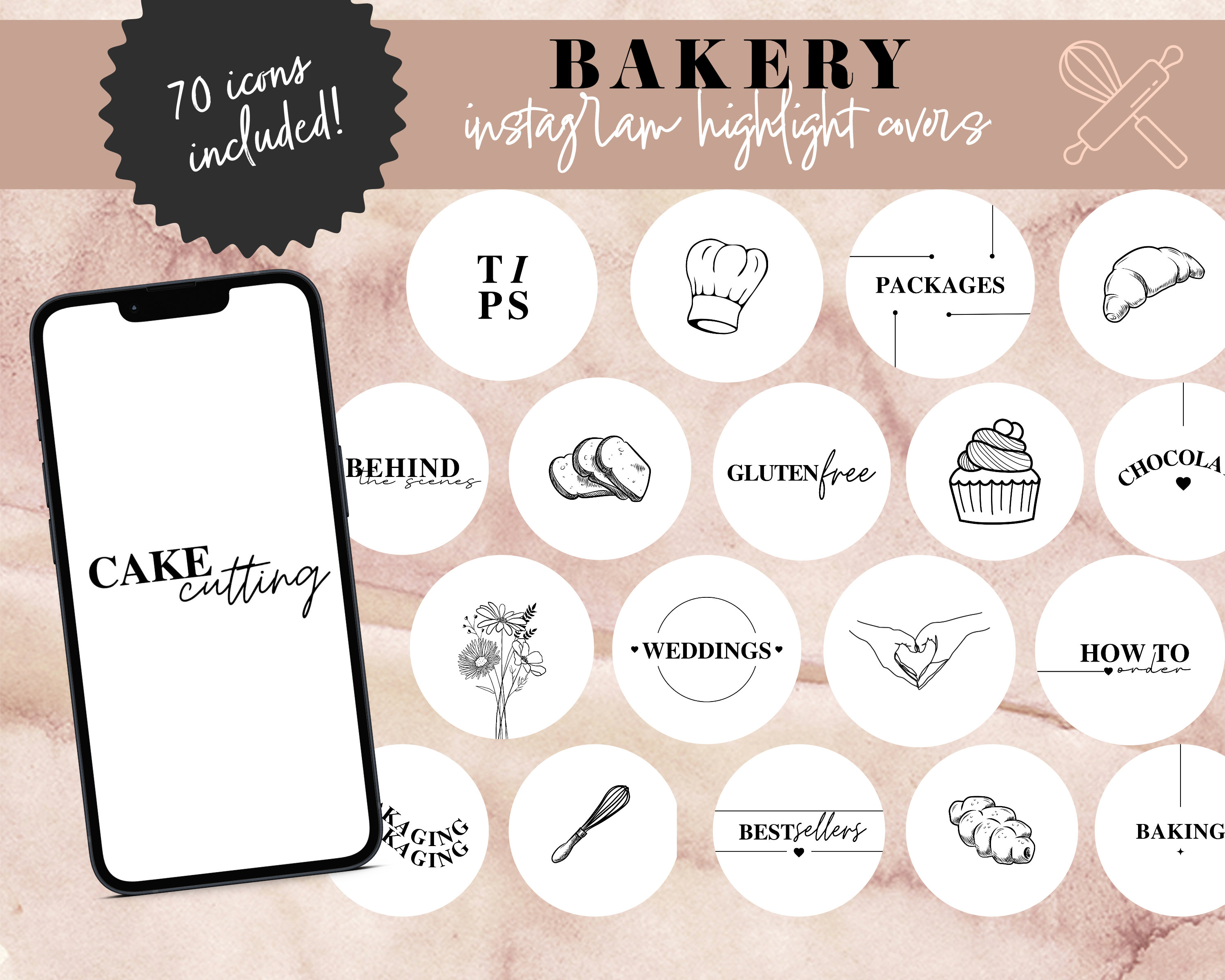 Bakery Instagram Highlight Covers With Letters, Baking Templates ...