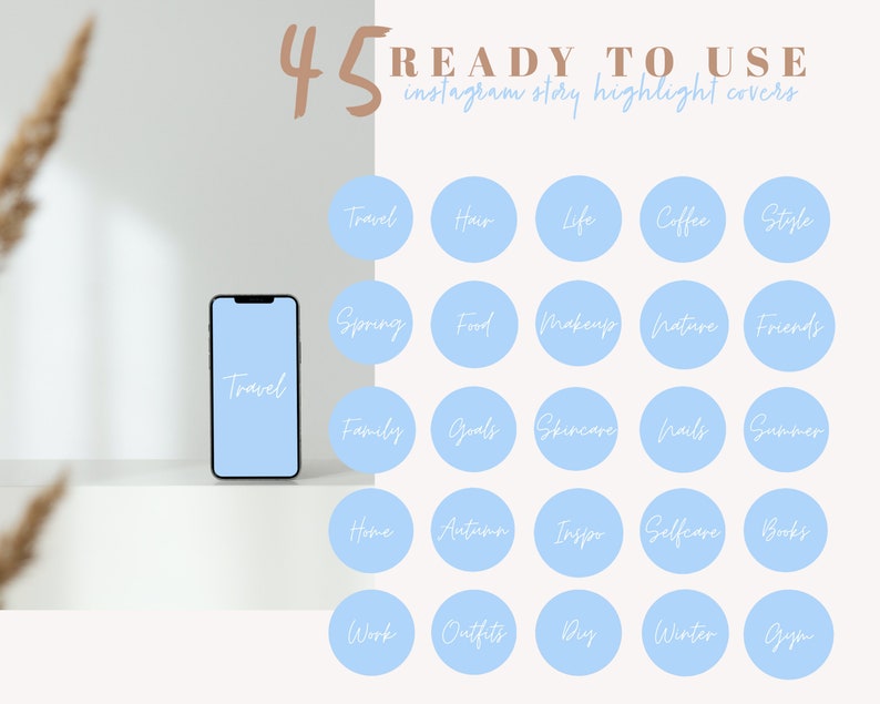 Pastel Blue Instagram Highlight Covers, Boho Minimalist Story Icons ...