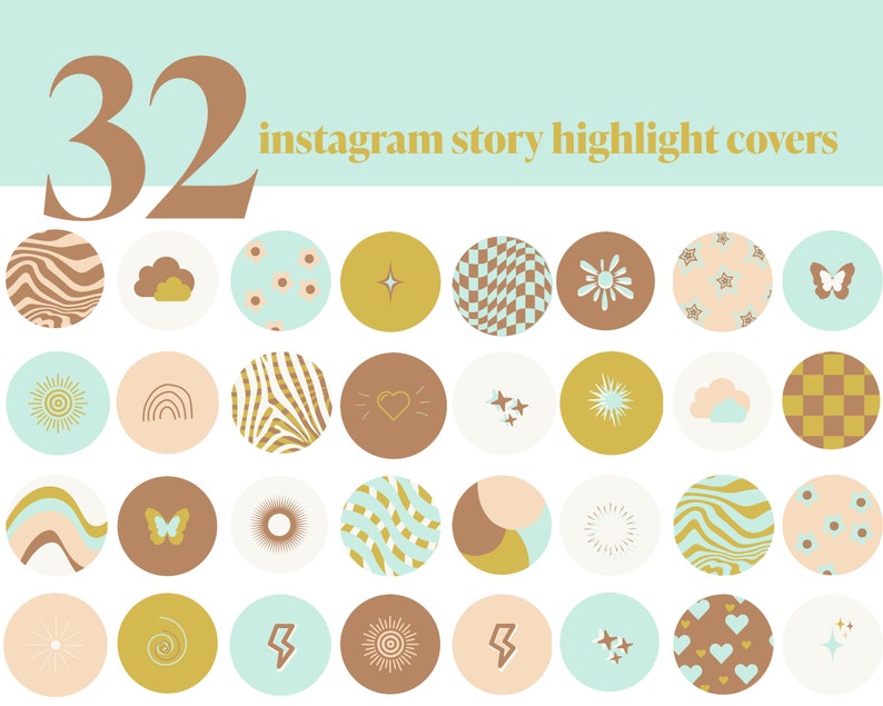 Retro Brown Instagram Highlight Covers, 80s Blue Groovy Story Highlight ...