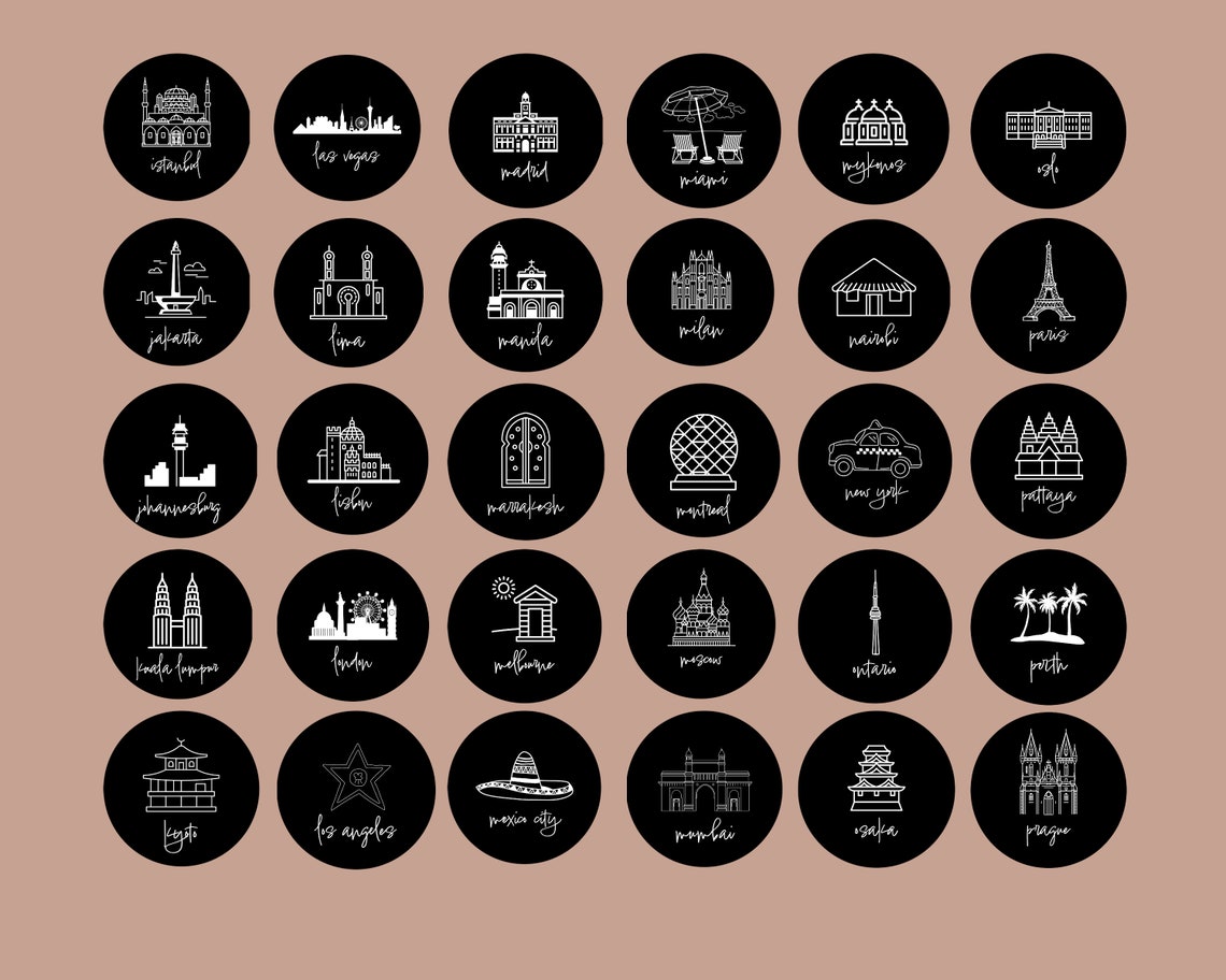 Travel Instagram Highlight Covers, Cities Instagram Story Icons, Travel ...