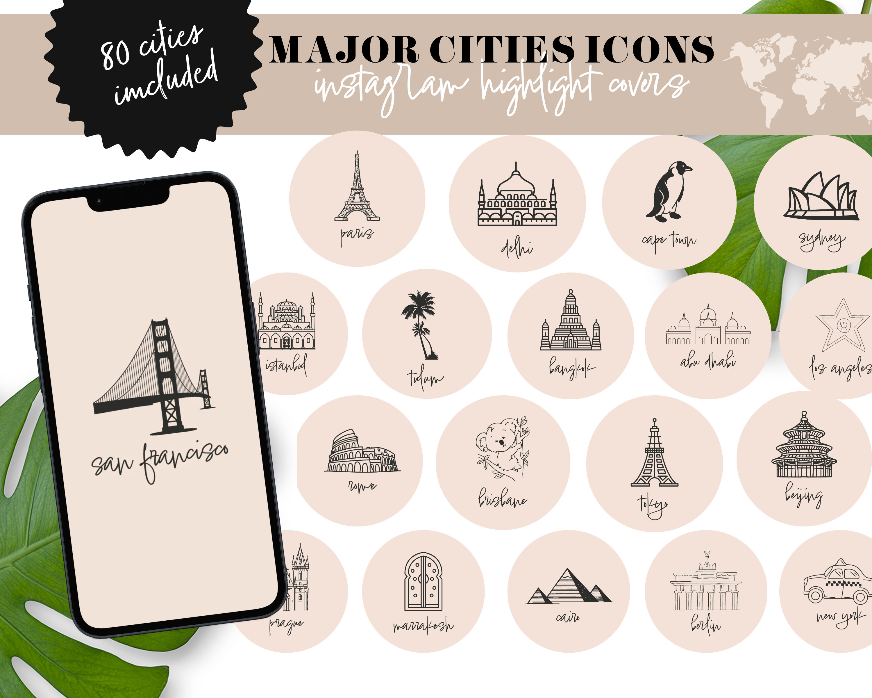 Travel Instagram Highlight Covers, Cities Instagram Story Icons, Travel ...