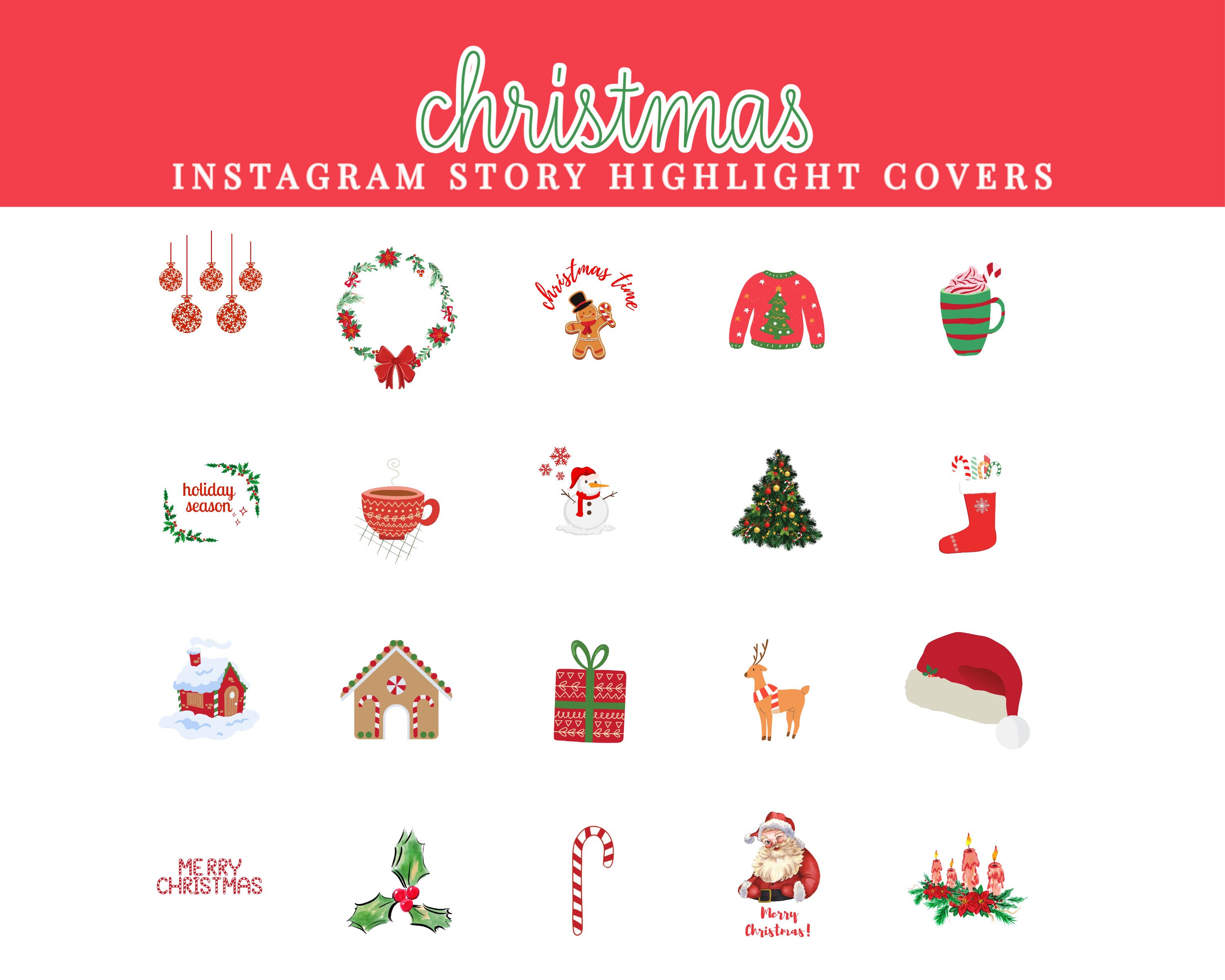 Christmas Instagram Highlight Covers, Boho Holiday Story Icons, Winter ...