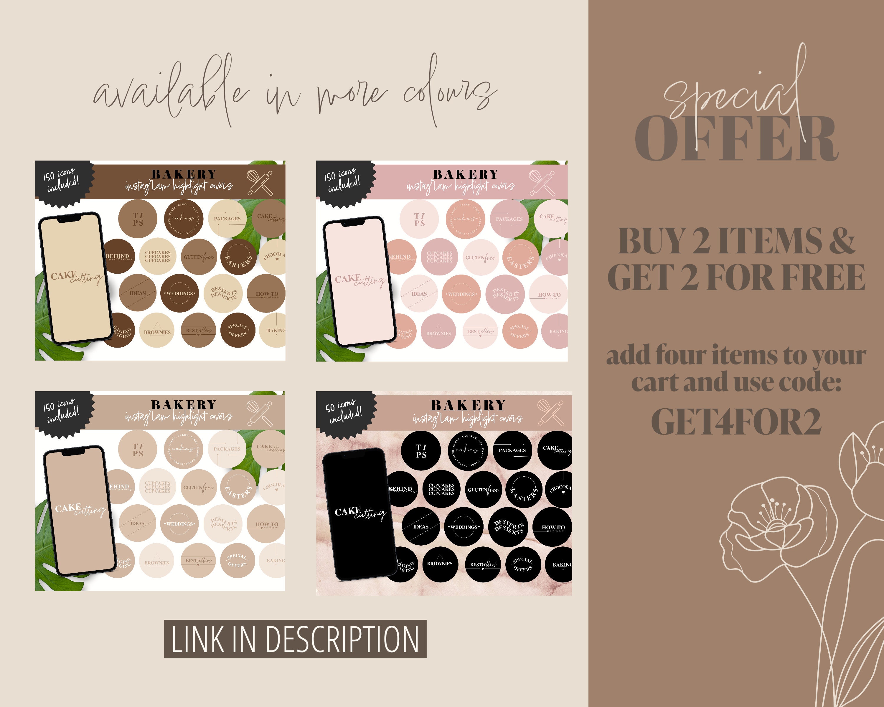 Bakery Instagram Highlight Covers With Letters, Baking Templates ...