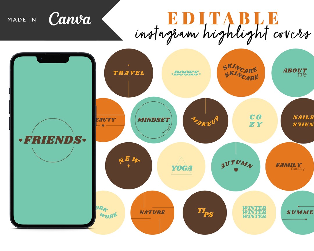 Retro Brown Instagram Highlight Covers, 80s Blue Groovy Story Highlight ...